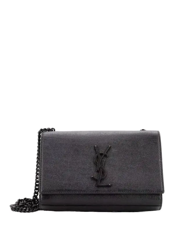 Saint Laurent Classic Monogram Grainy Leather Small Crossbody Bag - Black
