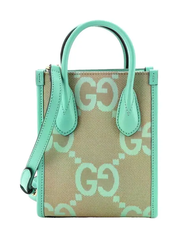 Gucci Vertical Tote Jumbo Gg Canvas Mini Crossbody Bag - Green