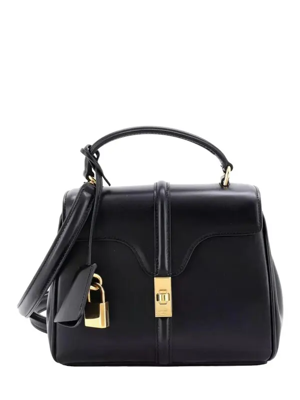 Celine 16 Mini Satchel Top Handle Bag - Black