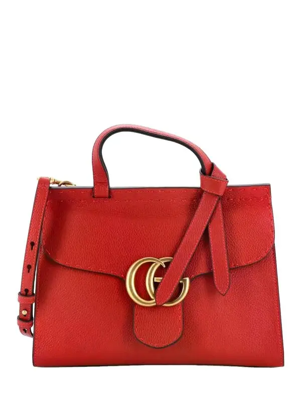 Gucci Gg Marmont Small Top Handle Satchel - Red