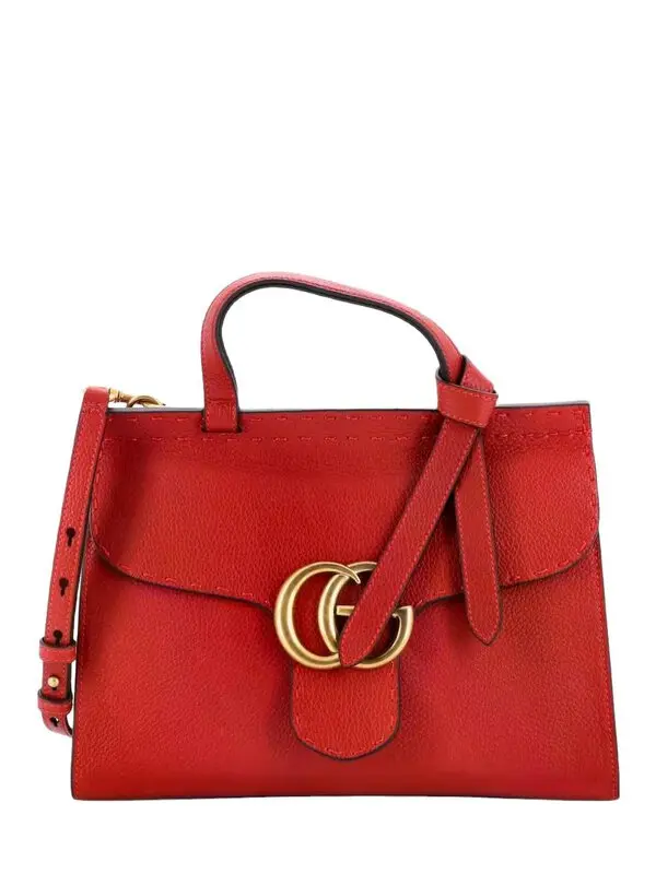 Gucci Gg Marmont Small Top Handle Satchel - Red