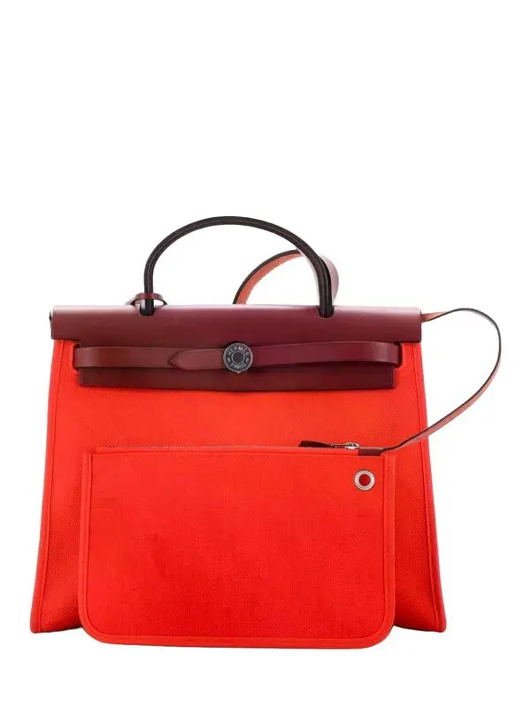 Hermès Herbag Zip 31 Shoulder Bag Leather And Toile - Orange