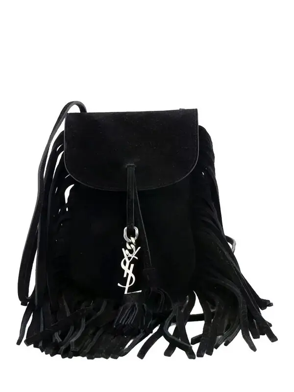 Saint Laurent Anita Flat Fringe Mini Crossbody Bag - Black