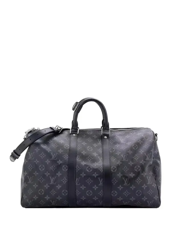 LOUIS VUITTON Keepall Bandouliere 45 Monogram Eclipse Canvas Travel Bag - Black