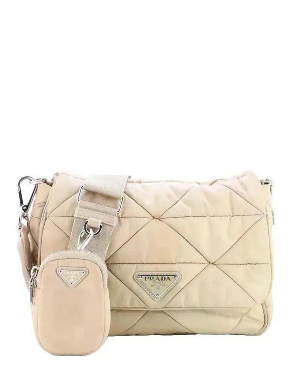 Prada Padded Flap Shoulder Bag Quilted Crossbody - Neutrals