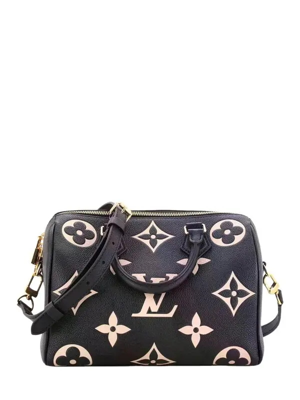 LOUIS VUITTON Speedy Bandouliere 25 Handbag Bicolor Monogram Empreinte Giant - Black
