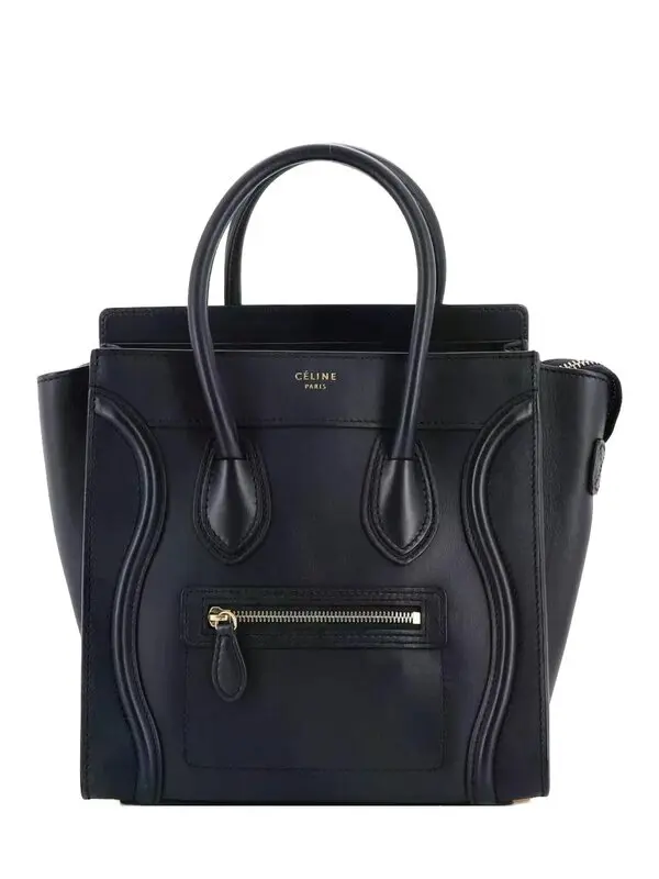 Celine Luggage Bag Smooth Leather Micro Tote - Blue