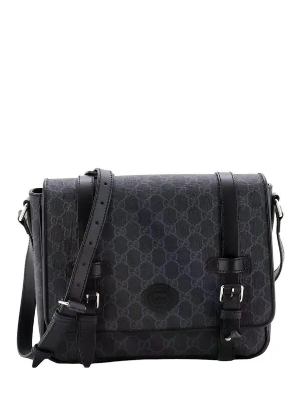 Gucci Interlocking G Patch Messenger Bag - Black