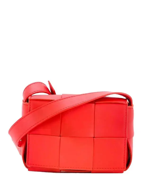 Bottega Veneta Cassette Maxi Intrecciato Leather Crossbody Bag - Red