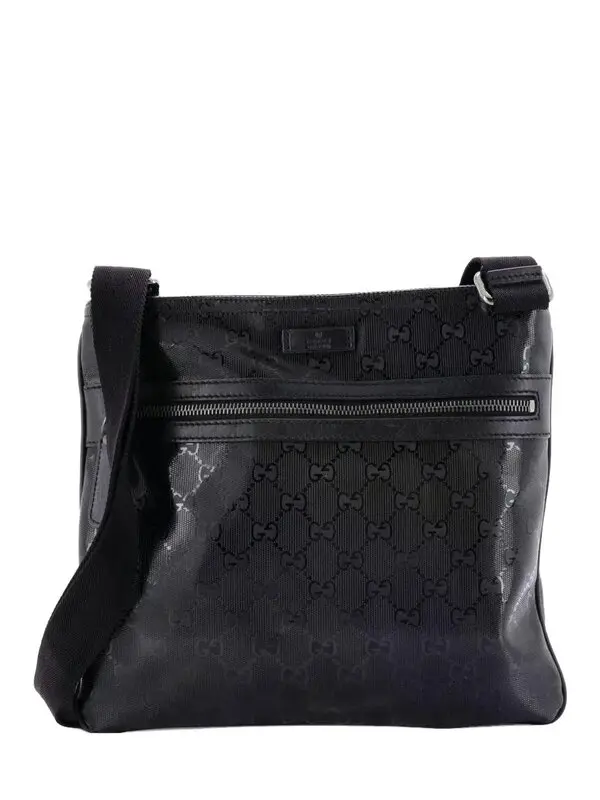 Gucci Gg Imprime Front Zip Messenger Bag - Black