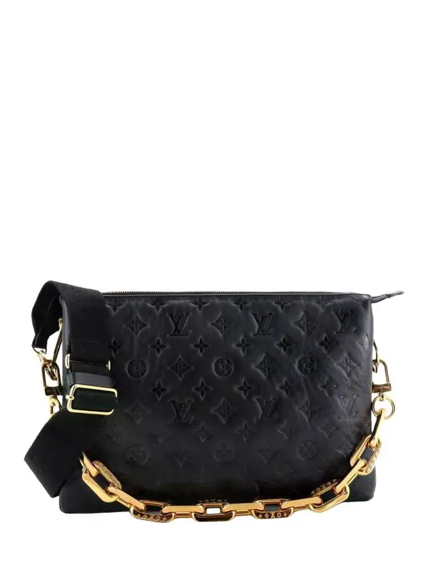 LOUIS VUITTON Coussin Mm Crossbody Bag Monogram Embossed Lambskin - Black
