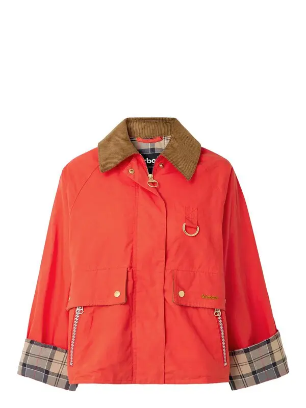 Barbour Mackworth Corduroy-trimmed Cropped Jacket - Red