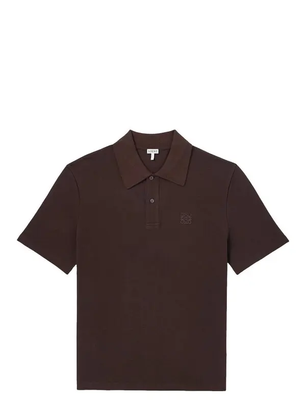 Loewe Slim-fit Logo-embroidered Cotton-piqué Polo Shirt - Brown