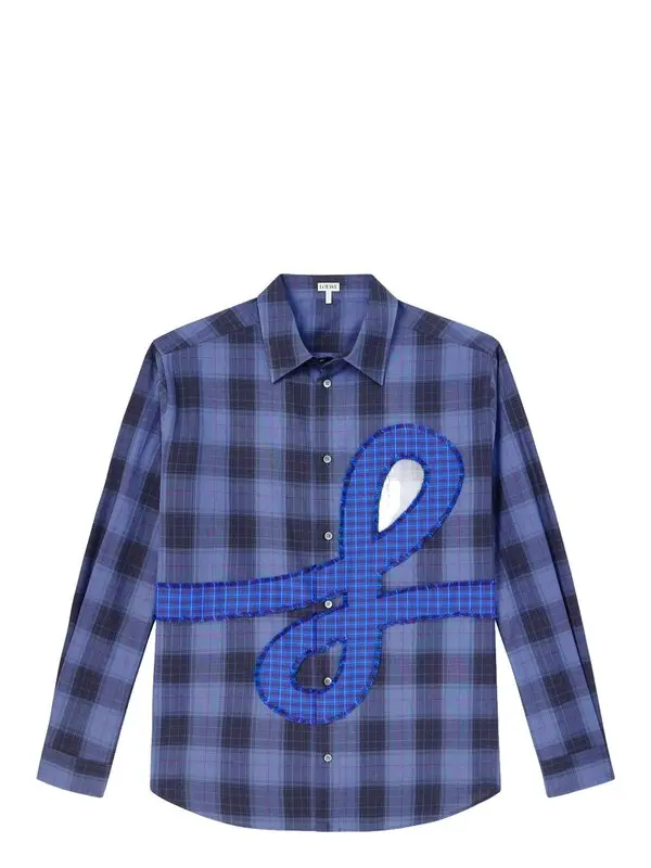 Loewe Logo-appliquéd Checked Cotton Shirt - Blue
