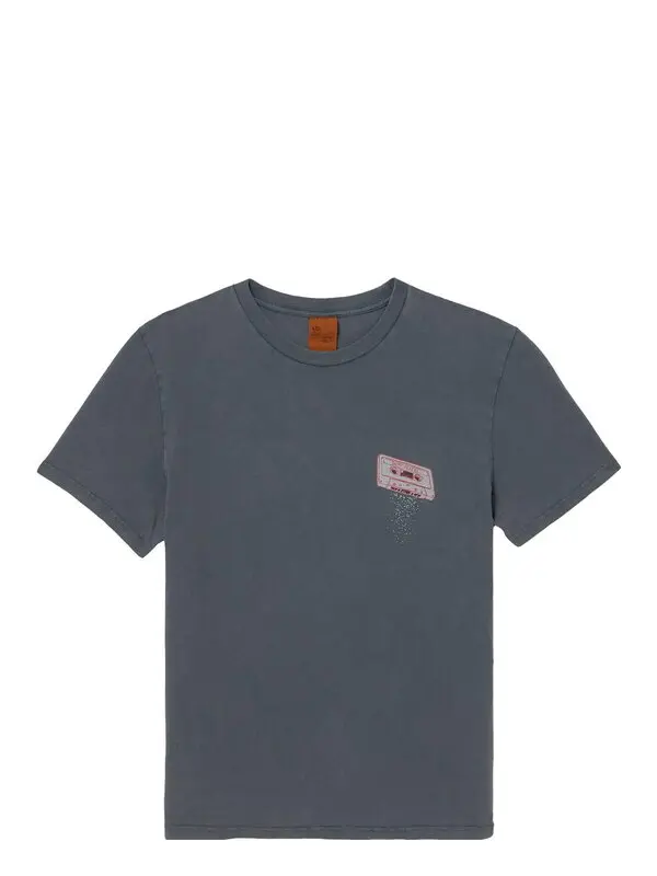 Nudie Jeans Roy Salty Tracks Printed Organic Cotton-jersey T-shirt - Gray