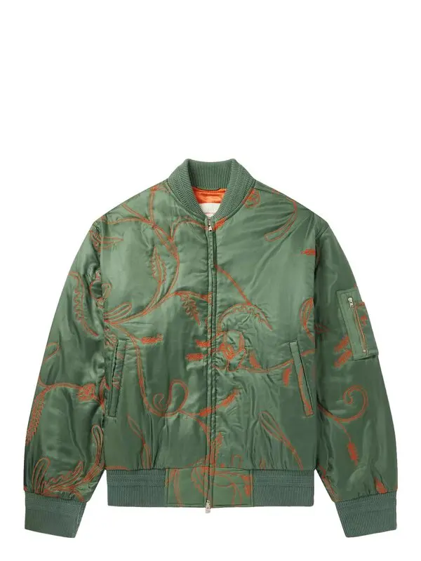 KARDO Max Embroidered Silk-twill Bomber Jacket - Green