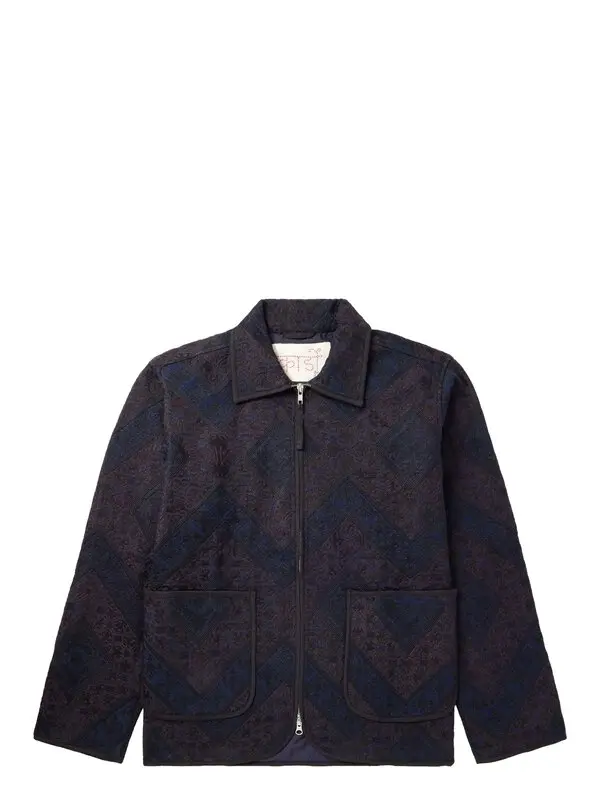KARDO Paiwand Studio Amardeep Embroidered Cotton-herringbone Jacket - Navy