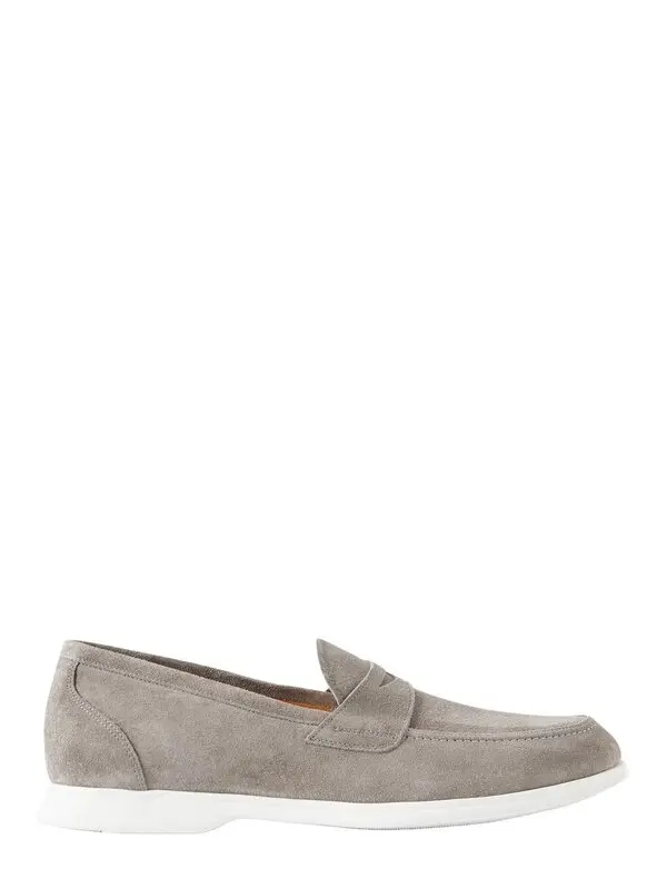 Kiton Suede Penny Loafers - Gray