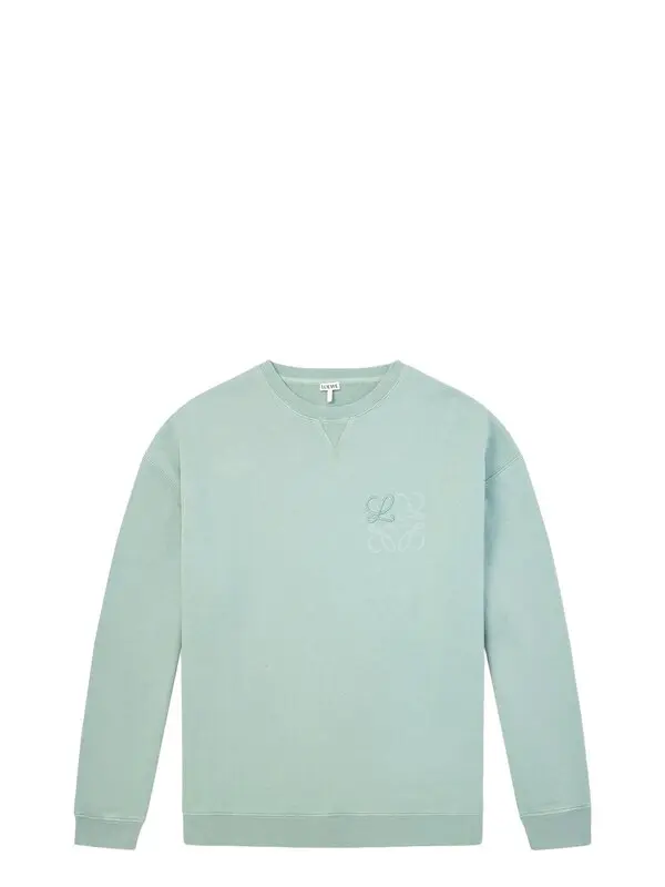 Loewe Logo-embroidered Printed Cotton-jersey Sweatshirt - Green