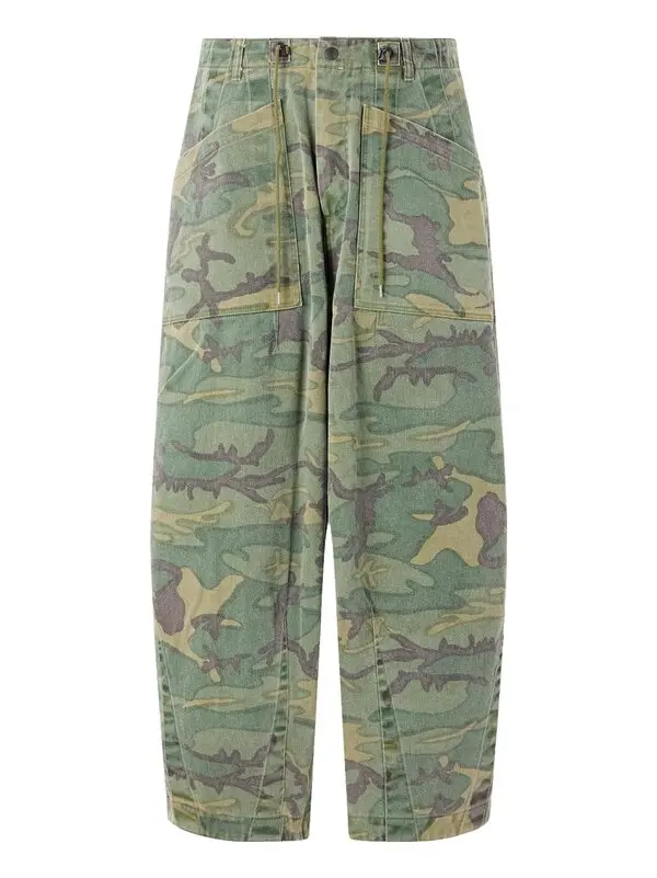 Needles H.d. Cropped Tapered Reversible Camouflage-print Cotton-twill Trousers - Green