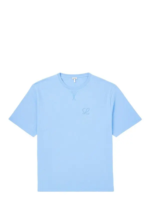 Loewe Logo-embroidered Cotton-jersey T-shirt - Blue
