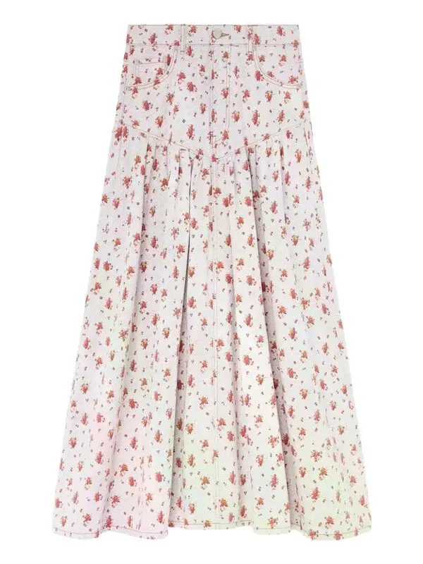 GANNI Floral-print Midi Skirt - Neutrals