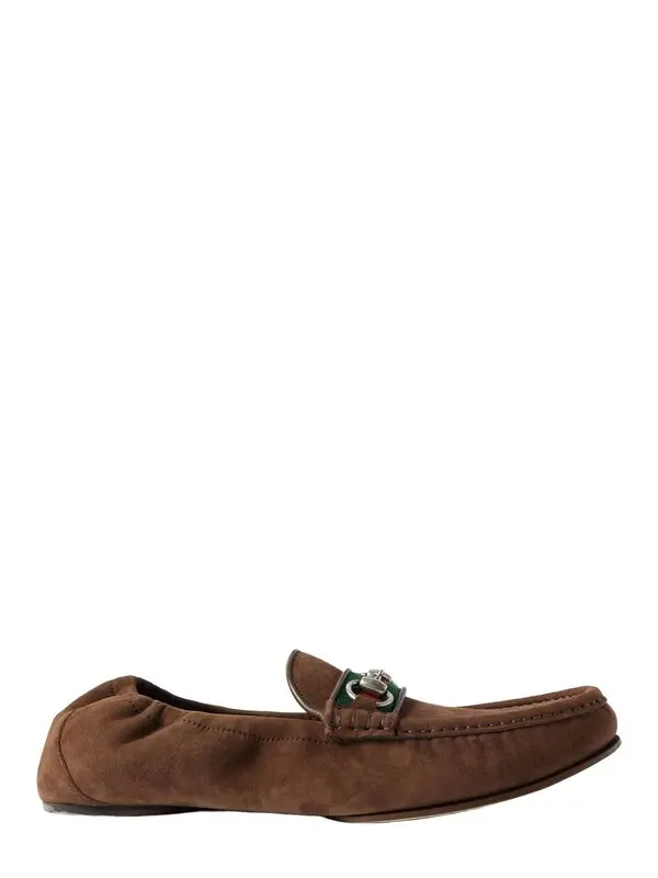 Gucci Horsebit-embellished Suede Loafers - Brown