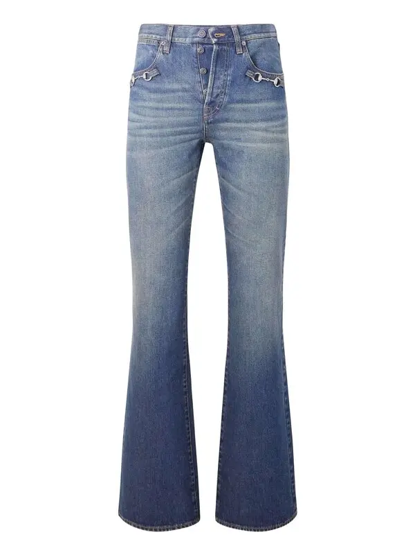Gucci Flared Horsebit-embellished Jeans - Blue