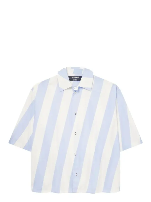 Jacquemus La Triangle Oversized Striped Cotton-poplin Shirt - Blue