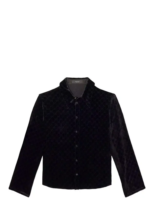 Gucci Slim-fit Logo-devoré Velvet Shirt - Black