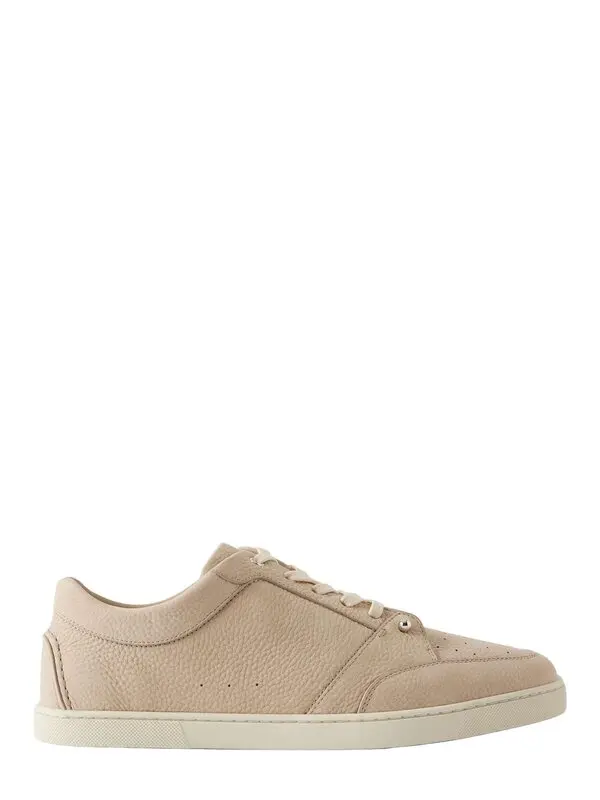 CHRISTIAN LOUBOUTIN Chambelisneak Embellished Nubuck Sneakers - Beige