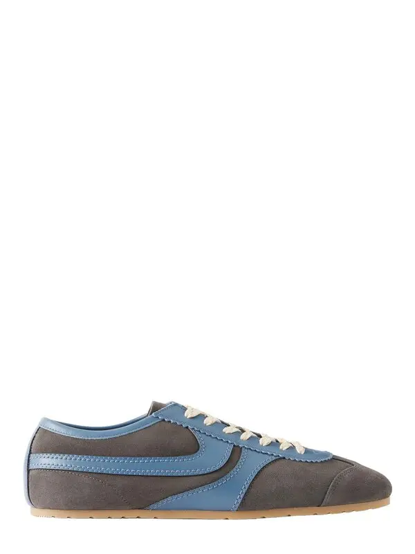 Dries Van Noten Leather-trimmed Suede Sneakers - Gray
