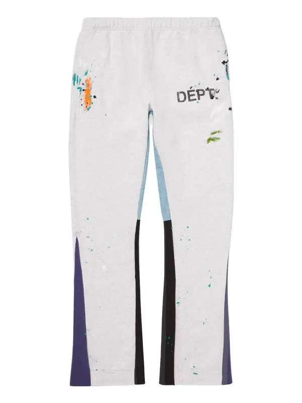 GALLERY DEPT. Logo-print Paint-splattered Cotton-jersey Sweatpants - Gray
