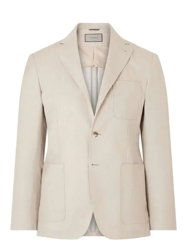 Canali Wool And Linen-blend Blazer - Beige