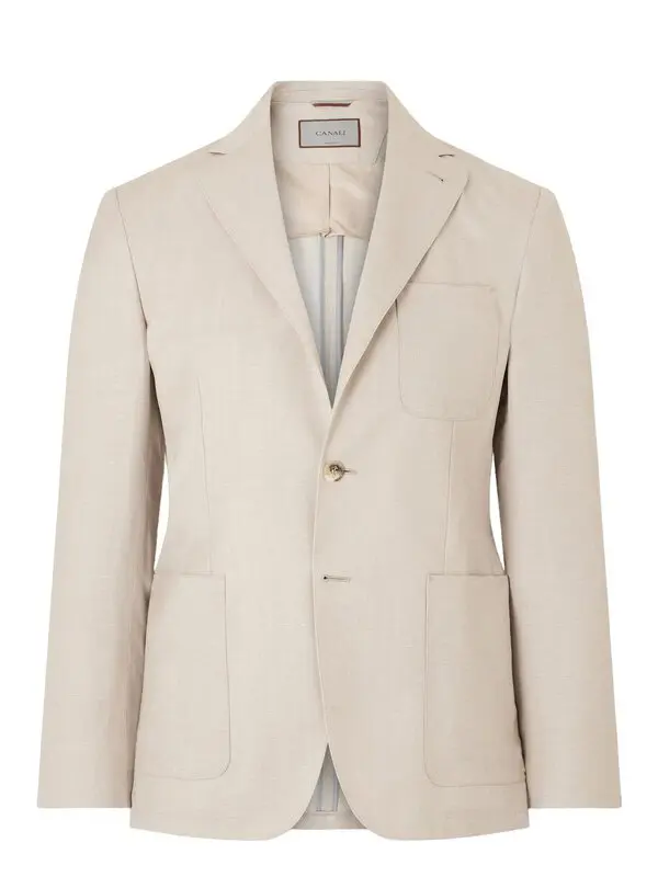Canali Wool And Linen-blend Blazer - Neutrals