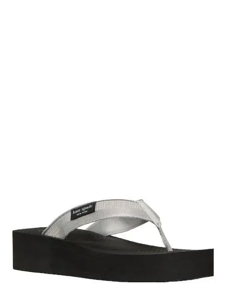 Kate Spade New York Sam Icon Platform Wedge Flip Flop - Silver