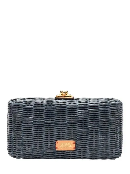 FRANCES VALENTINE Pepper Wicker Clutch - Navy