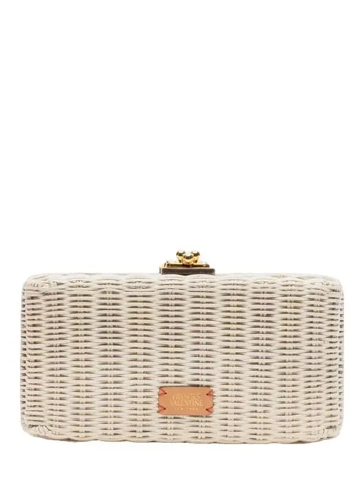 FRANCES VALENTINE Pepper Wicker Clutch - Off White
