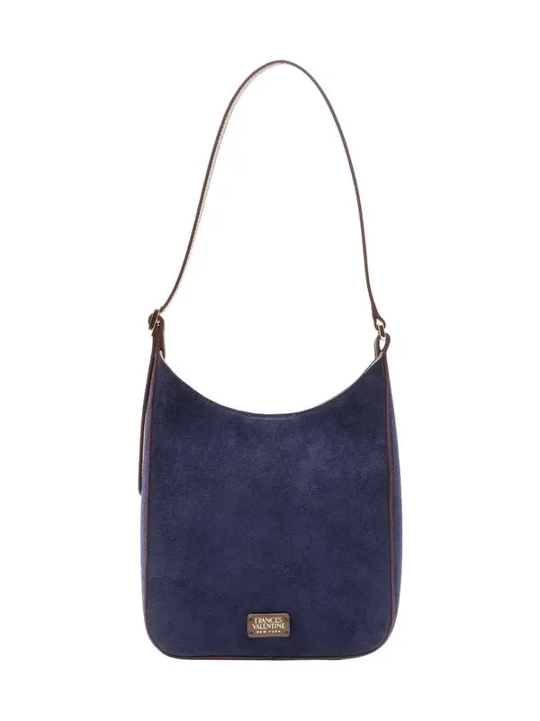 FRANCES VALENTINE Sadie Suede Shoulder Bag - Navy