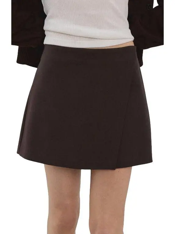 Mango Woven Skort With Asymmetrical Detail - Chocolate
