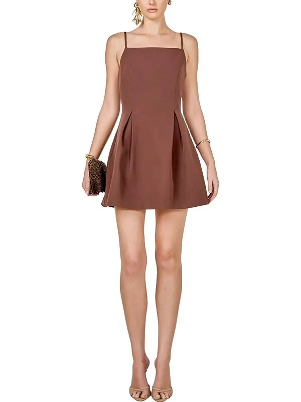 Endless Rose Pleated Flared Mini Dress - Brown