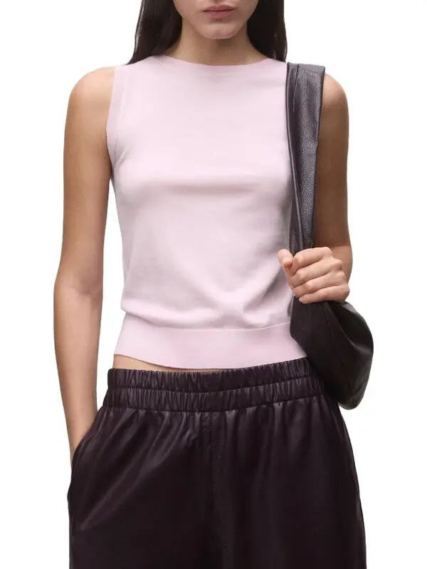 Mango Lorito Sleeveless Wool Sweater - Pink