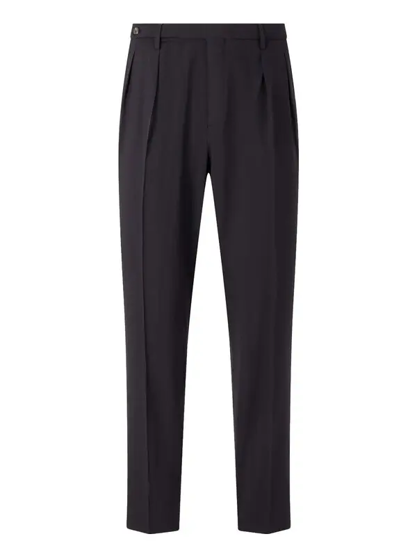 Boglioli Straight-leg Pleated Virgin Wool Trousers - Black
