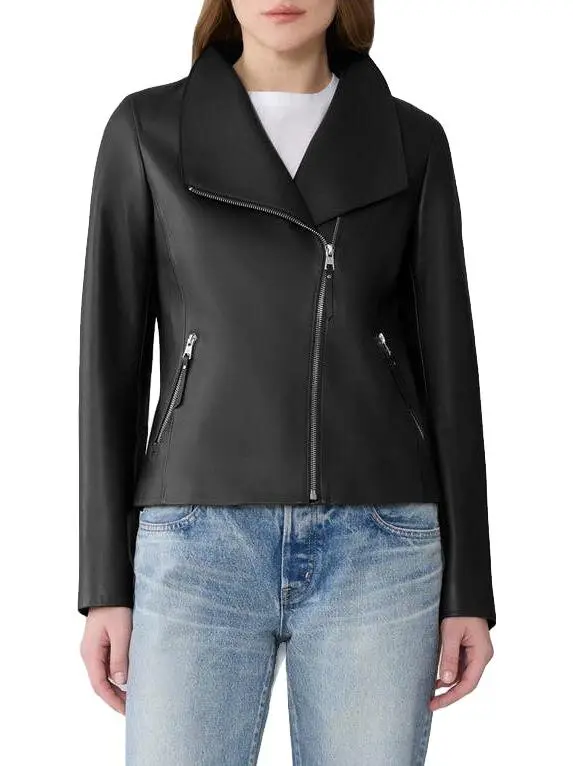 Soia & Kyo Catherine Leather Moto Jacket - Black