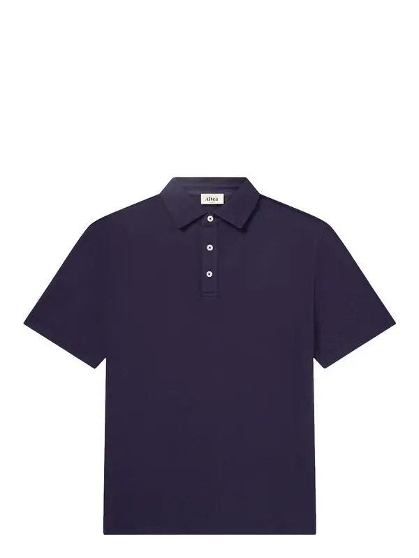 Altea Greg Cotton-blend Piqué Polo Shirt - Blue
