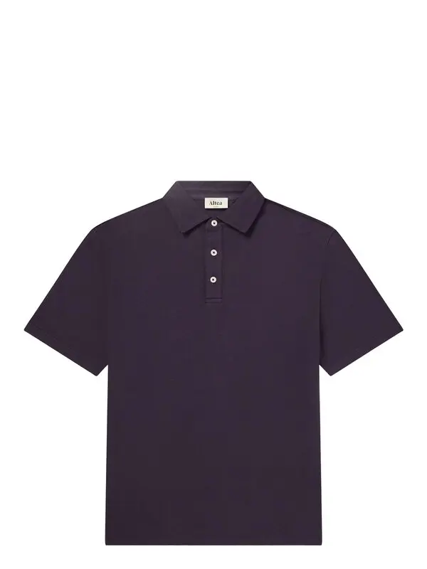 Altea Greg Cotton-blend Piqué Polo Shirt - Navy