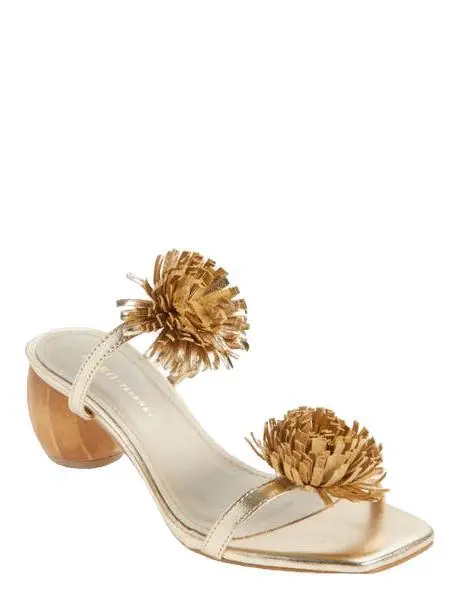 KOKO + PALENKI Aliza Leather Slide Sandal - Gold Metallic Leather