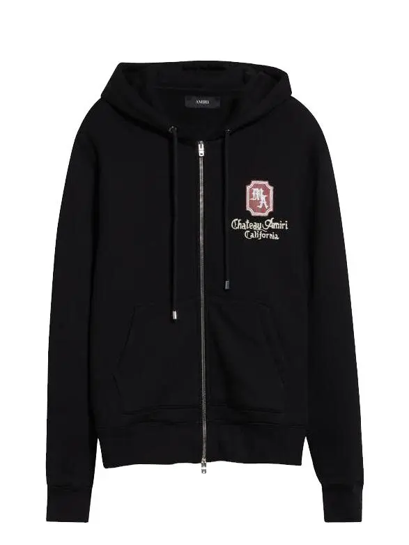 Amiri Chateau Logo Full Zip Fleece Hoodie - Black Archived