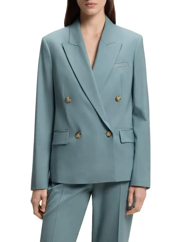 BOSS Jaleto Double-breasted Wool Blazer - Reef