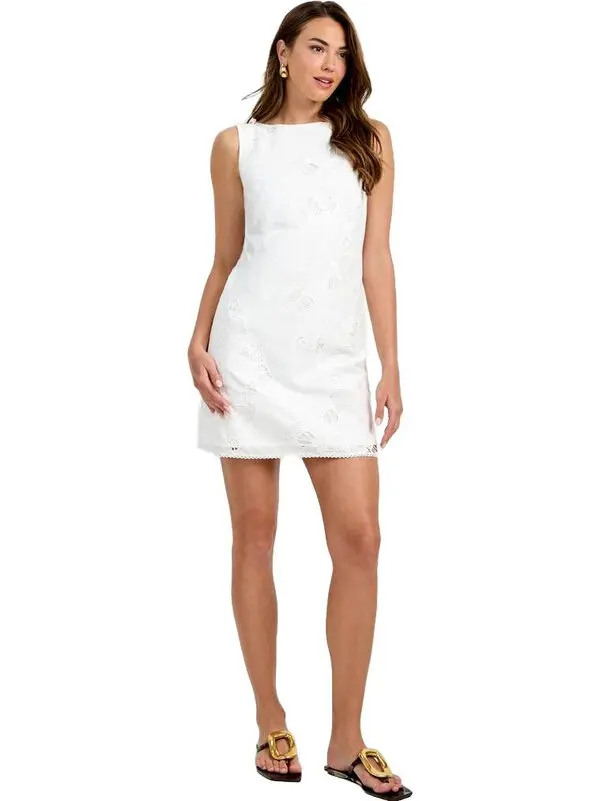 Trina Turk Francesca Cotton Eyelet Mini Dress - Whitewash